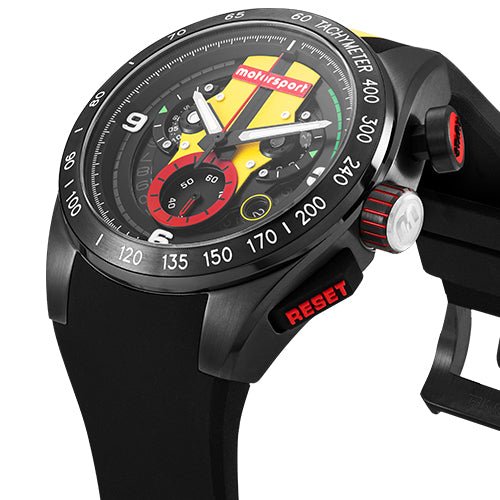 Stainless Steel Premium Chronograph Watch - Motorsport Rally Black
