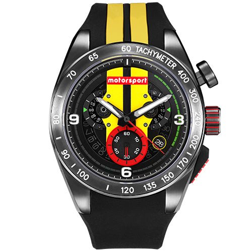Stainless Steel Premium Chronograph Watch - Motorsport Rally Black