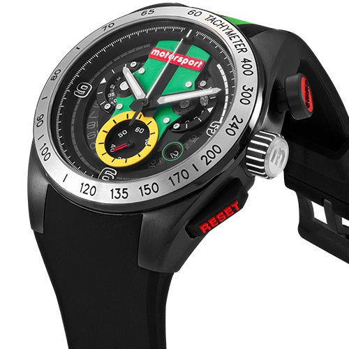 Stainless Steel Premium Chronograph Watch - Motorsport Rally Black