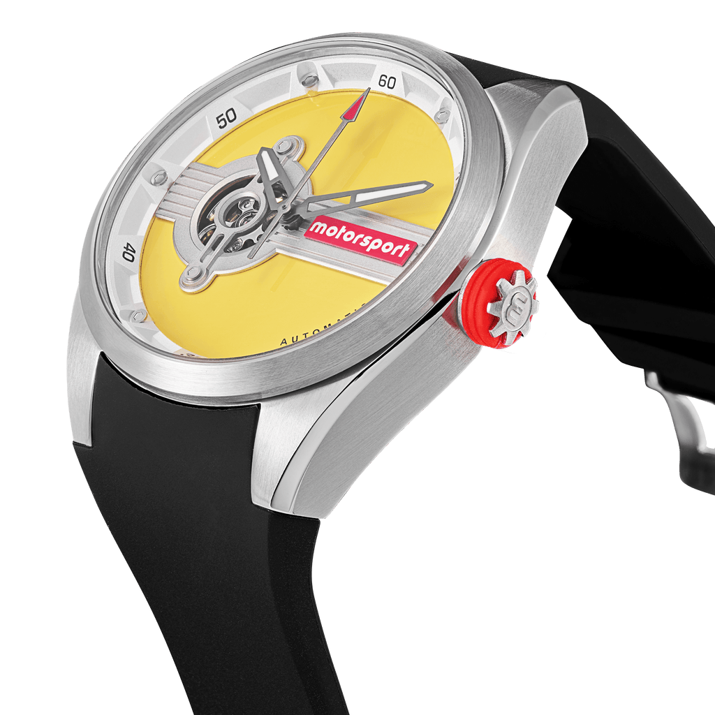 Stainless Steel Men's Automatic Racing Watch - Motorsport Speedster Yellow