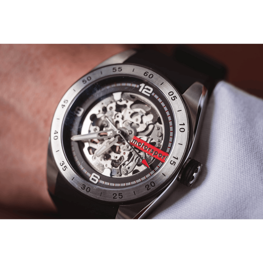 Stainless Steel Men's Automatic Racing Watch - Motorsport Turbo Black