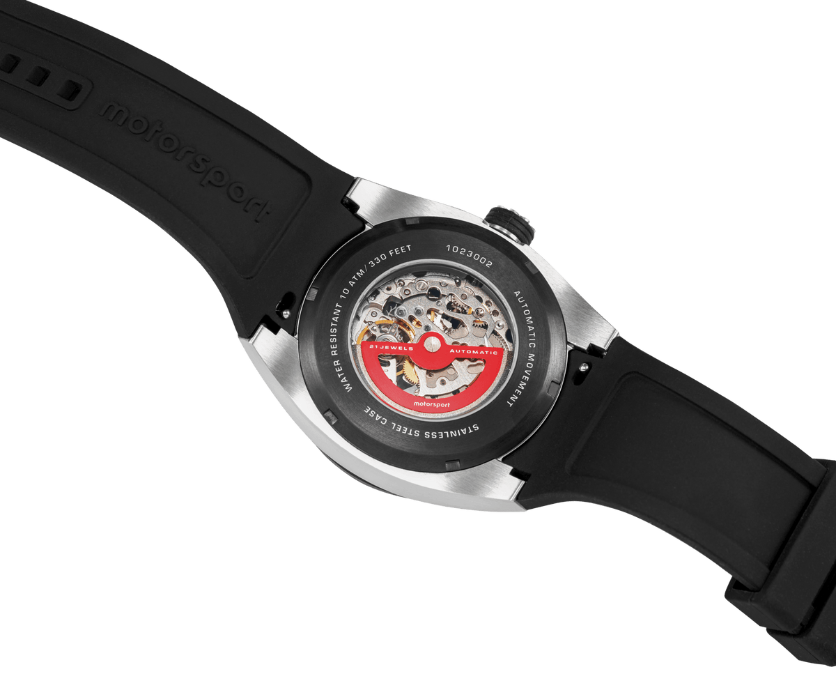 Stainless Steel Men's Automatic Racing Watch - Motorsport Turbo Black