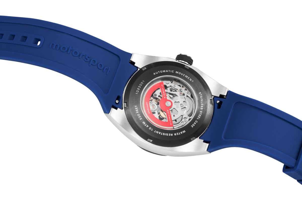 Stainless Steel Men's Automatic Racing Watch - Motorsport Turbo Blue