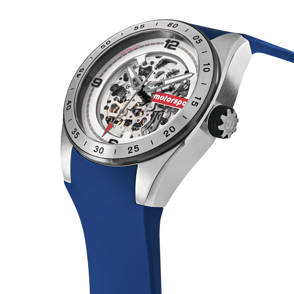Stainless Steel Men's Automatic Racing Watch - Motorsport Turbo Blue